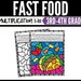 Fast Food Multiplication Color by Number Worksheets (Download Now) - Etsy