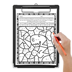 Dinosaur Division Color by Number Worksheets | 3rd Grade Multiplication ...