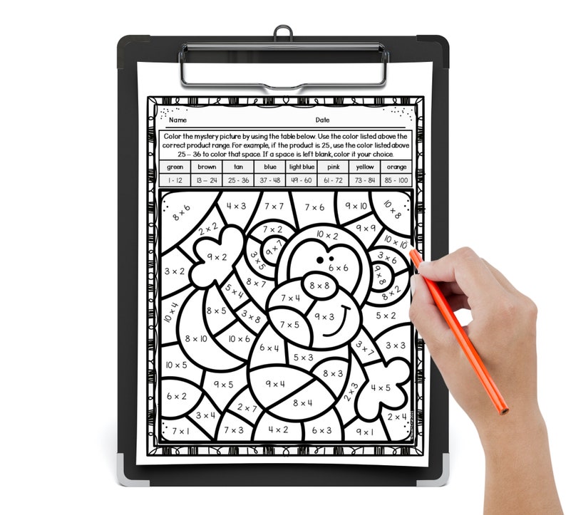 Zoo Animals Multiplication Color by Number Worksheets | 3rd Grade ...