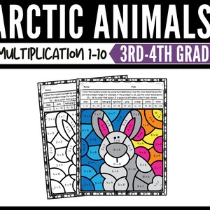 Arctic Animals Multiplication Color by Number Activity for 3rd-grade ...