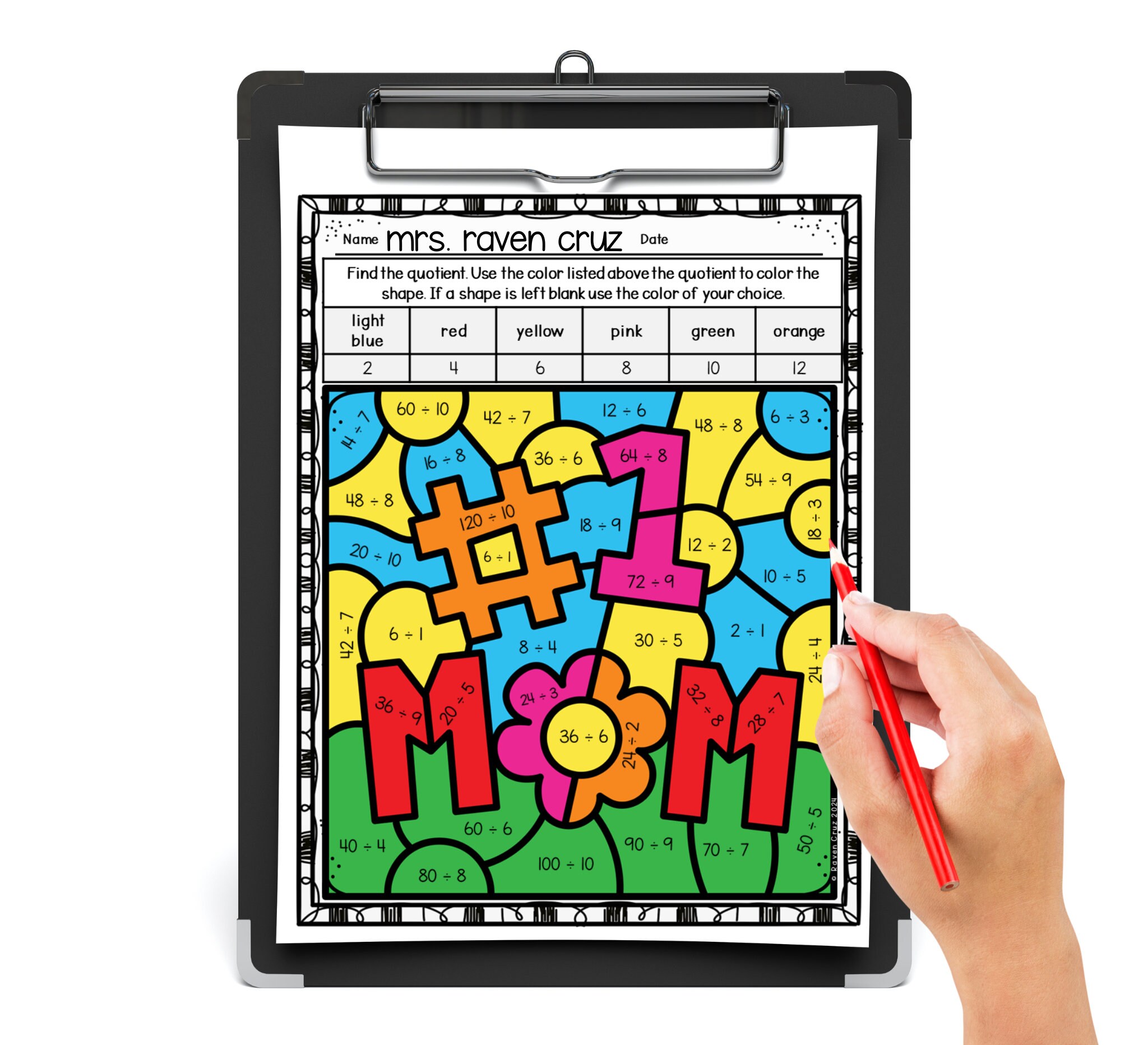 Mother's Day Coloring Pages for Division Color by Number Worksheets Fun ...