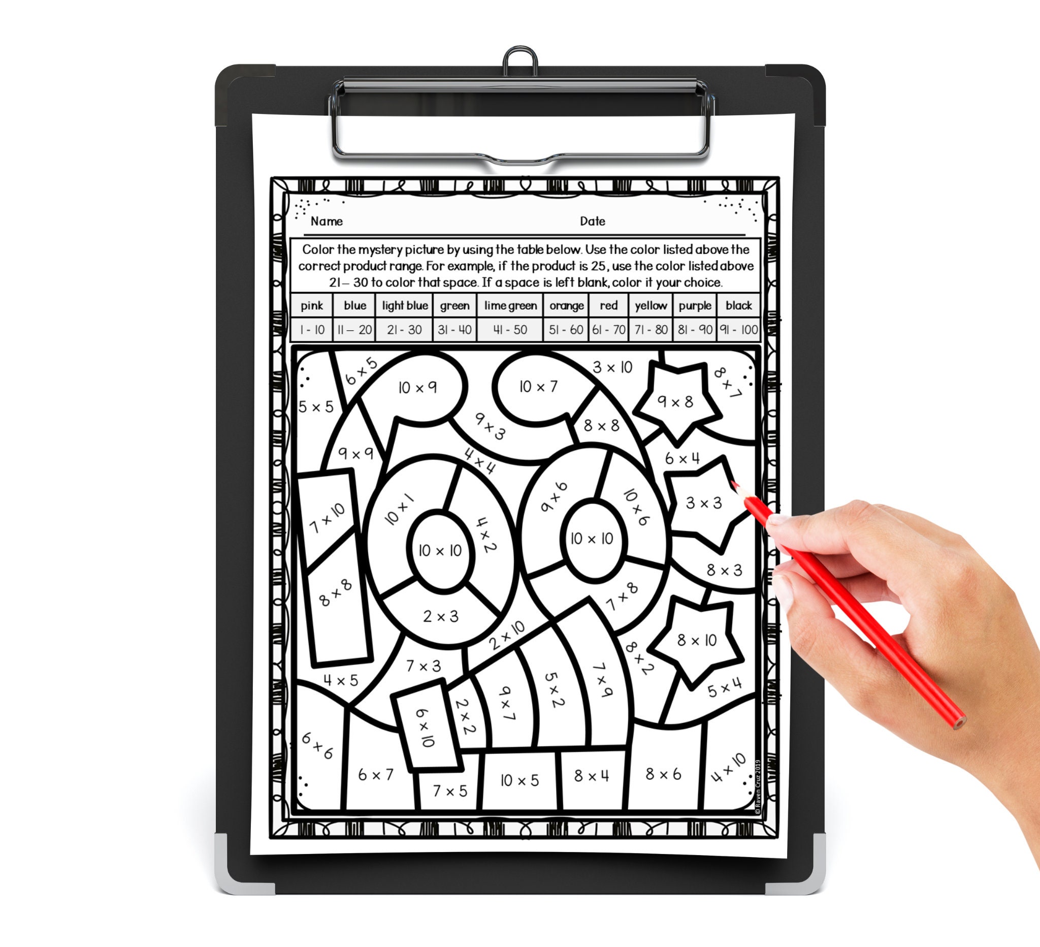 100 Days of School Multiplication Color by Number Worksheets for 3rd ...