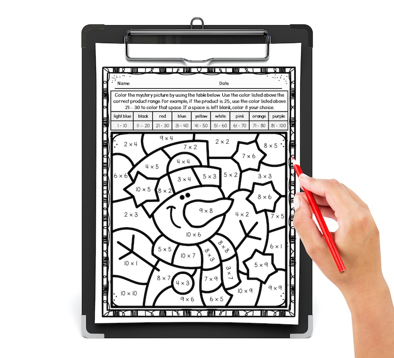 Winter Color by Number Multiplication Worksheets, Winter Classroom Math ...