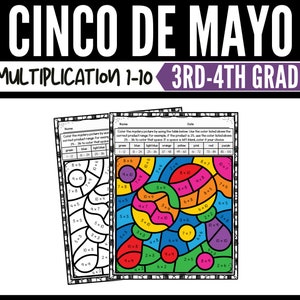Cinco De Mayo Color by Number Multiplication Worksheets for 3rd Grade ...