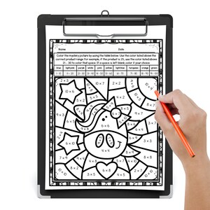 Unicorn Color by Number Multiplication Worksheets 3rd Grade Math ...