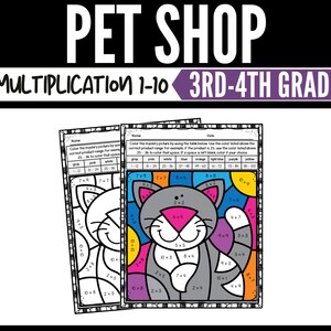 Pet Shop Multiplication Color by Number Worksheets | 3rd Grade ...