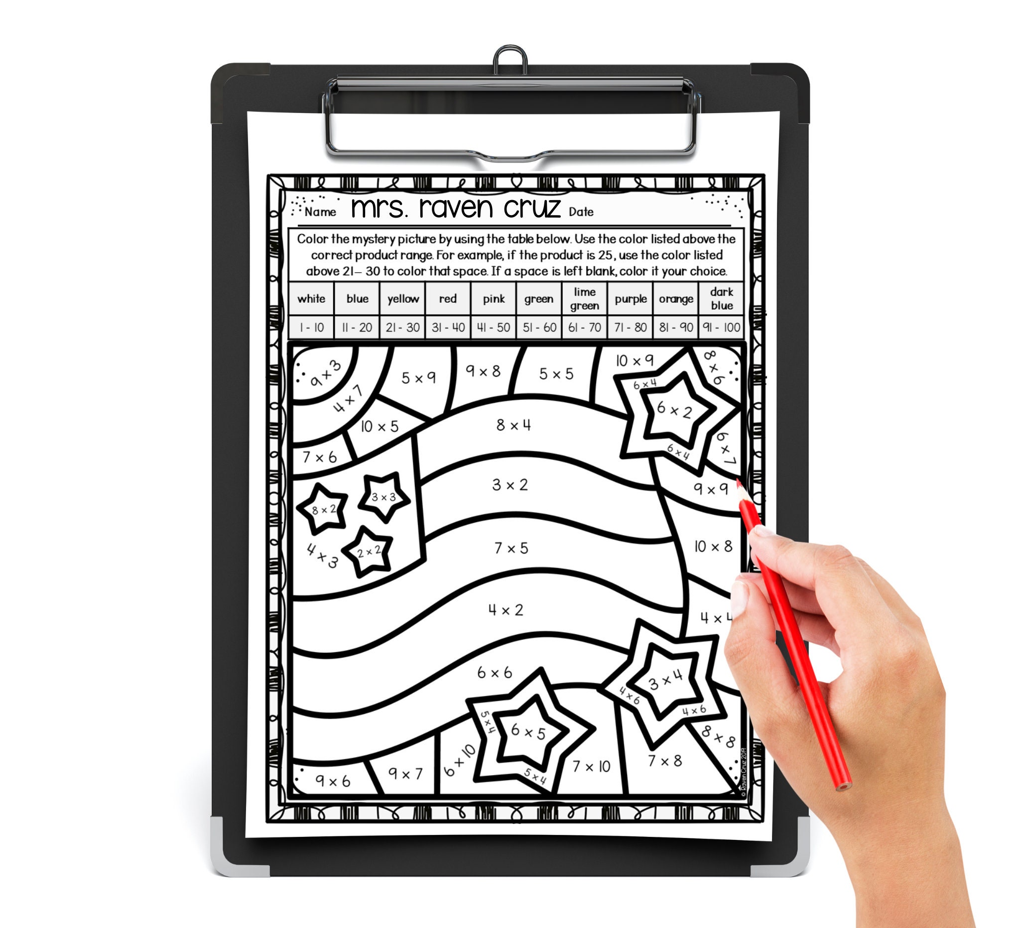 Memorial Day Coloring Pages Multiplication Color by Number Worksheets ...