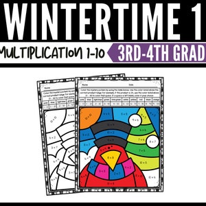Multiplication Color by Number Worksheets for Winter in 3rd Grade and ...