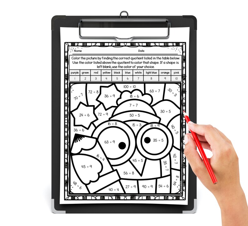 Penguins Division Color by Number Worksheets Activity for 3rd-grade and ...