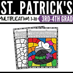 St Patrick's Day Color by Number Leprechaun Pot of Gold Multiplication ...