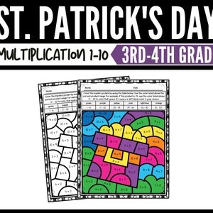 St. Patrick's Day Multiplication Color by Number | St. Paddy's Day Math ...