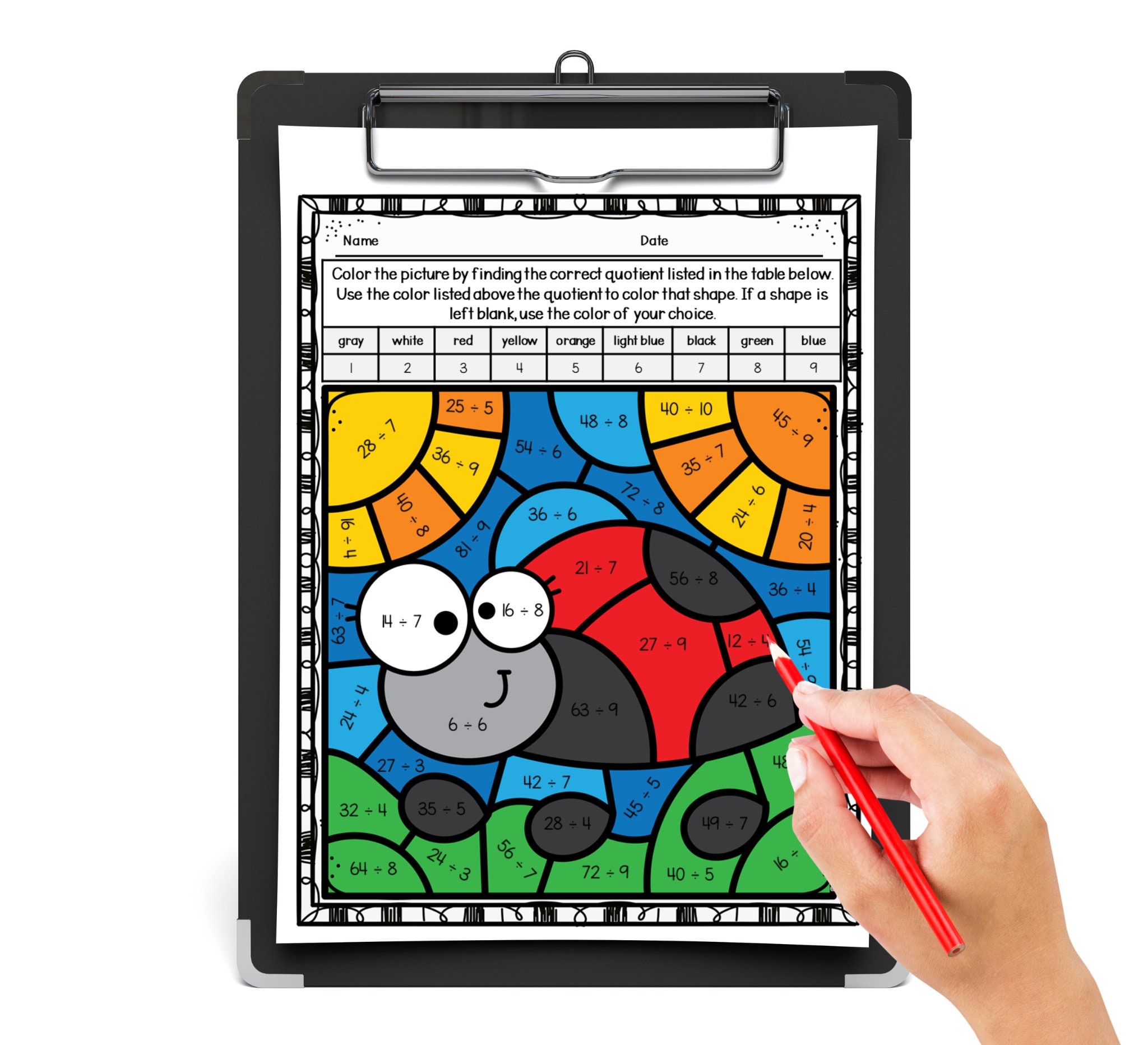 Bugs Division Color by Number Worksheets | 3rd Grade Centers | 4th ...