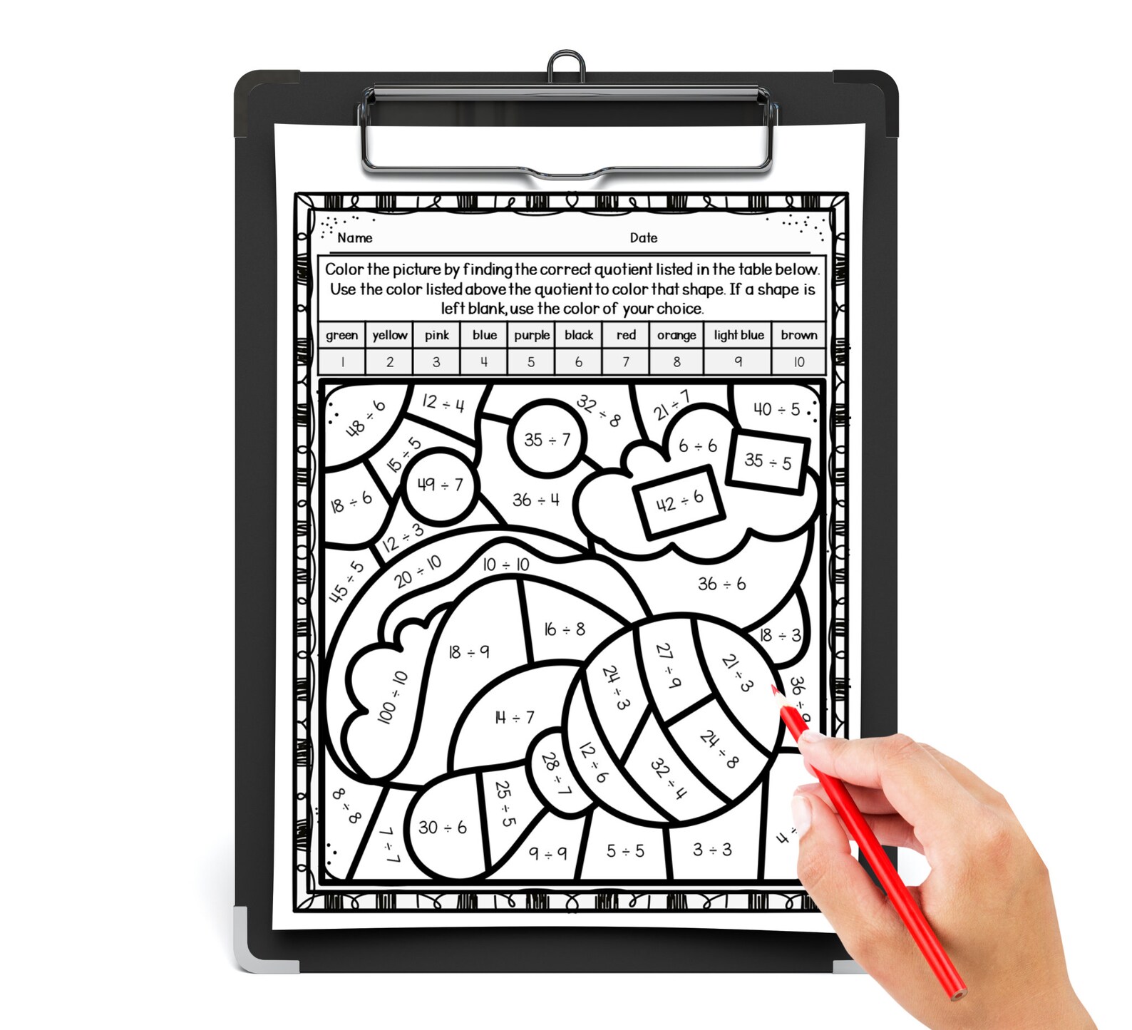 Cinco De Mayo Division Color by Number Worksheets | 3rd Grade Division ...