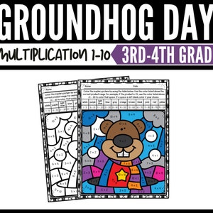 Groundhog Day Color by Number Multiplication Worksheets for 3rd Grade ...