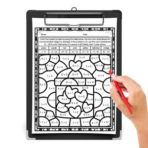 Valentine's Day Color by Number Multiplication Worksheets for 3rd Grade ...