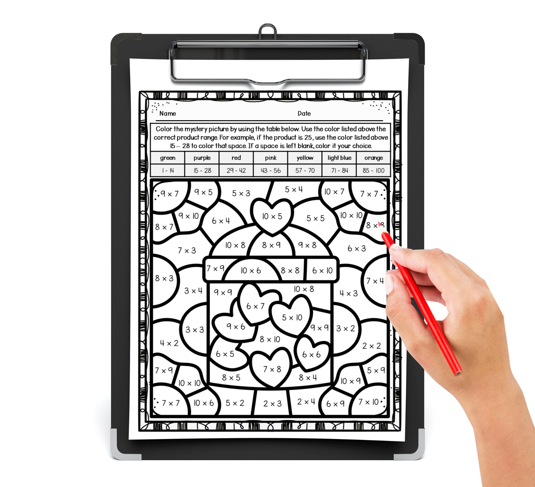 Valentine's Day Color by Number Multiplication Worksheets for 3rd Grade ...