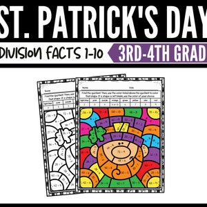 St. Patrick's Day Division Color by Number | St. Paddy's Day Math for ...
