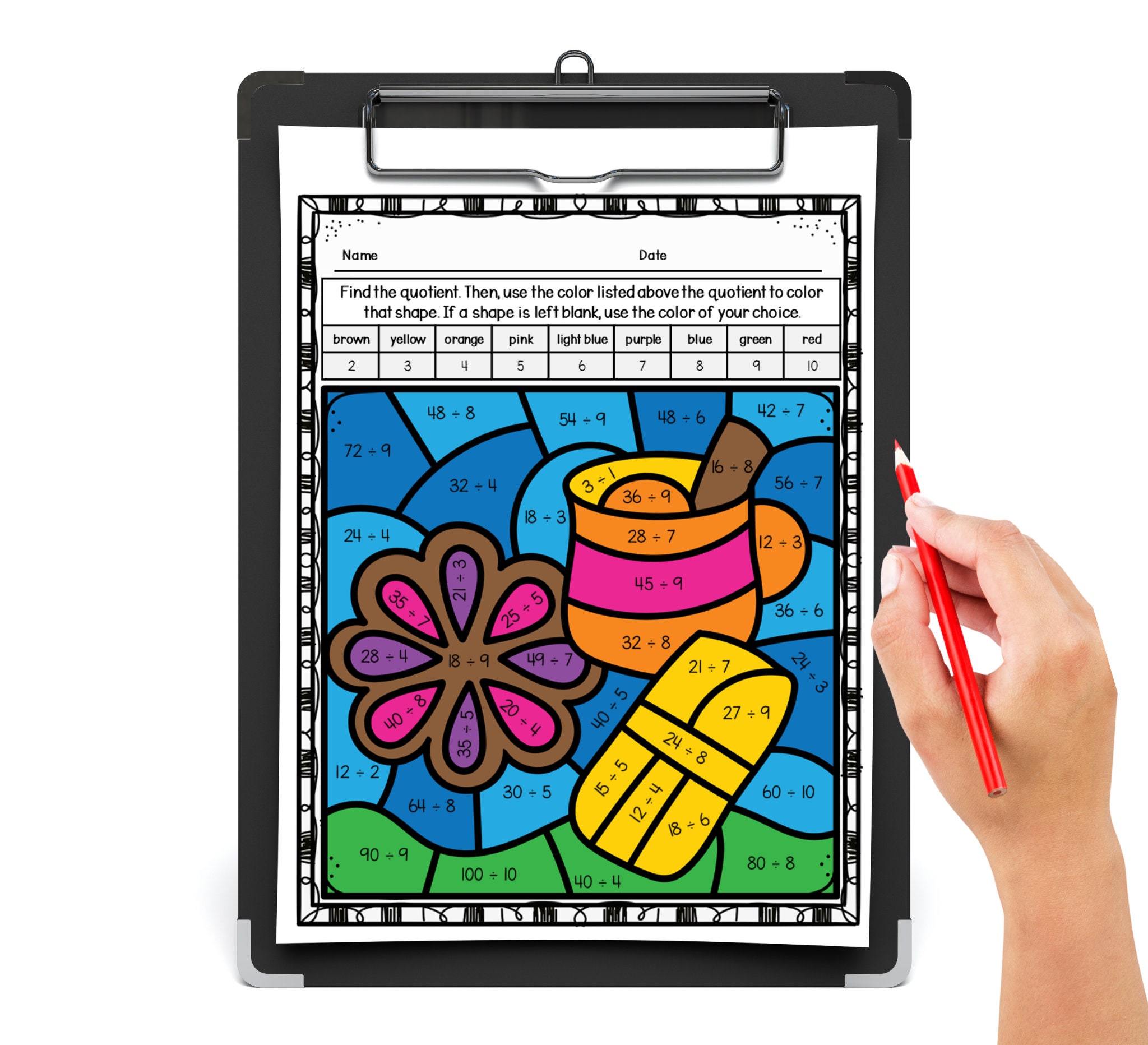 Las Posadas Color by Number Division Worksheets | Mexican Christmas ...