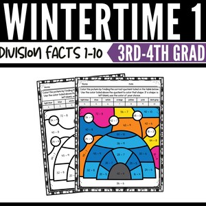 Division Color by Number Worksheets for Winter in 3rd Grade and 4th ...