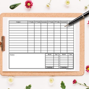 Editable Grade Tracker, Homeschool Report Card, Homeschool Grade Sheets ...