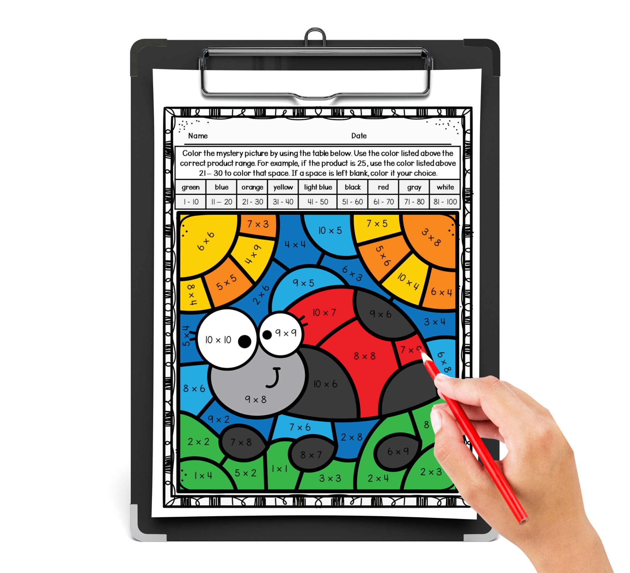 Bugs Color by Number Multiplication Worksheets for 3rd Grade and 4th ...