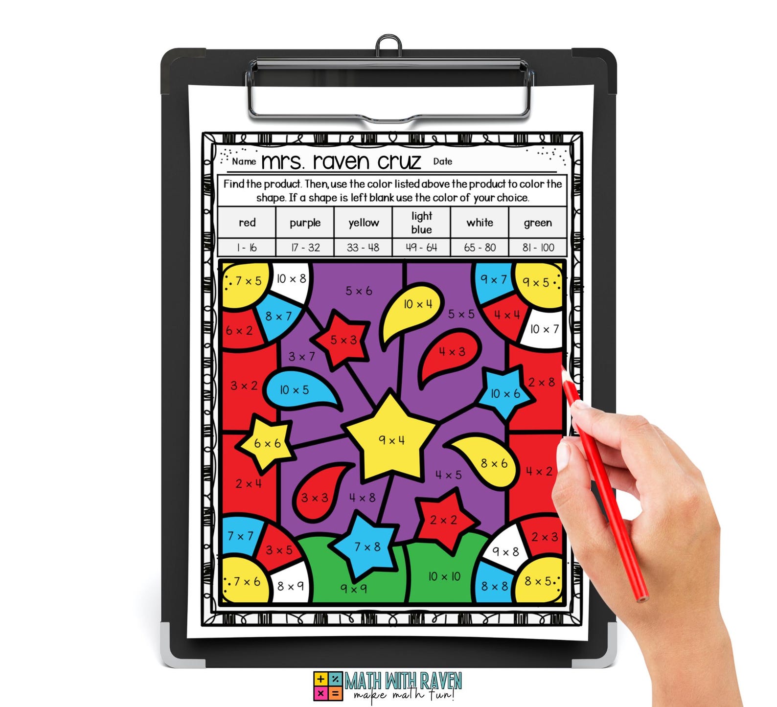 4th of July Multiplication Coloring Pages, 3rd-4th Grade (PDF) - Etsy