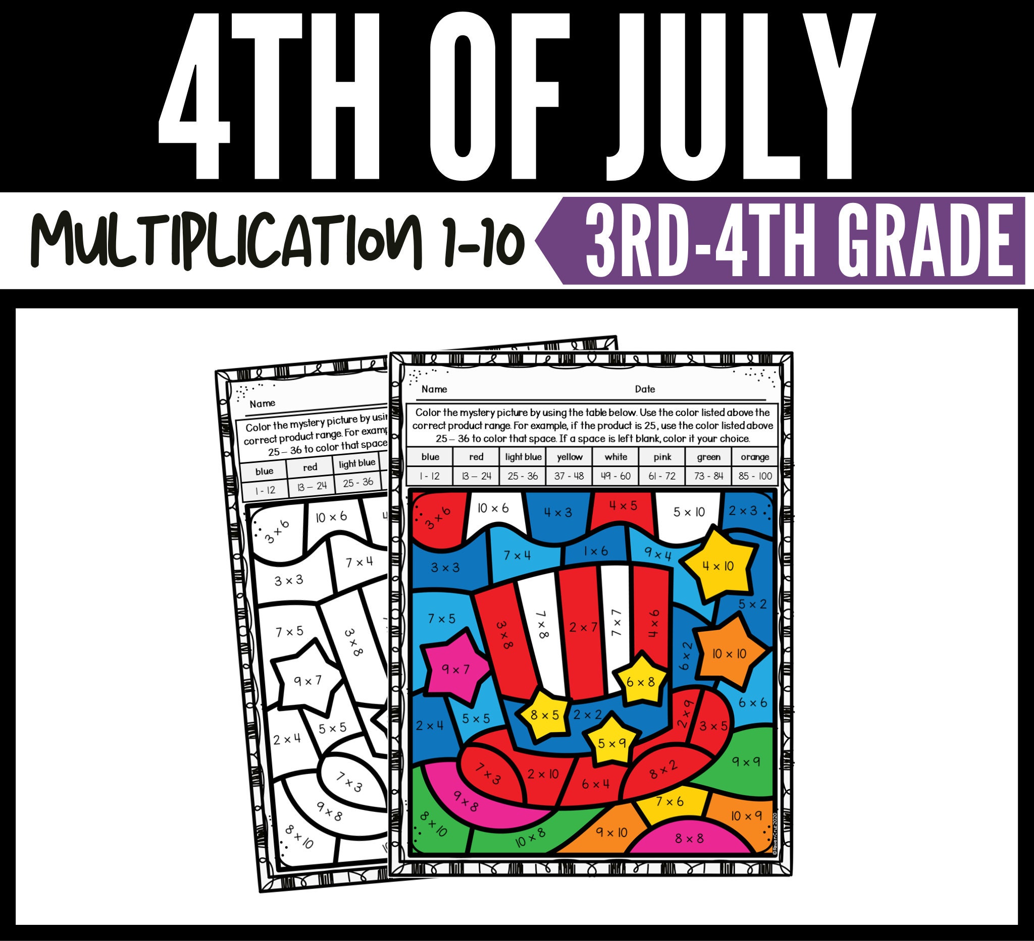 4th of July Coloring Pages Multiplication Worksheets for 3rd Grade ...