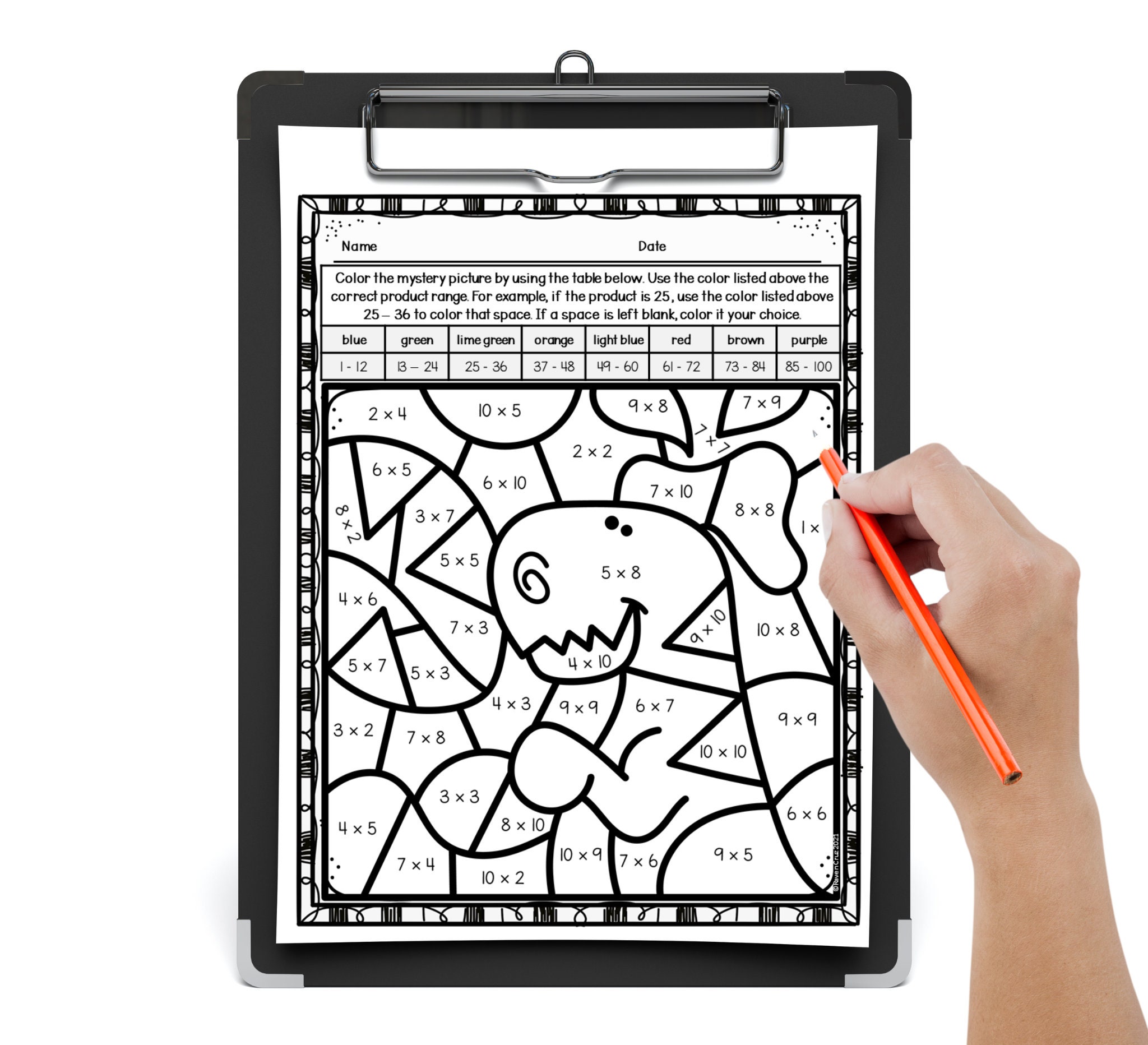 Dinosaur Multiplication Color by Number Worksheets Fun 3rd Grade ...