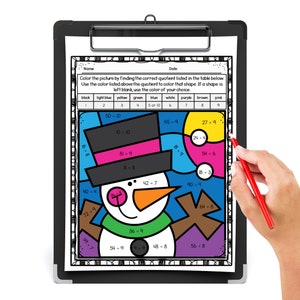 Division Color by Number Worksheets for Winter in 3rd Grade and 4th ...