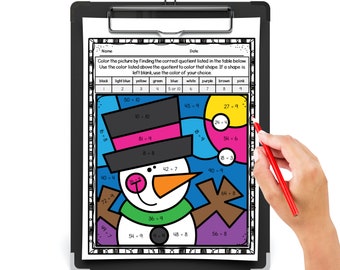 Multiplication Color by Number Worksheets for Winter in 3rd Grade and ...