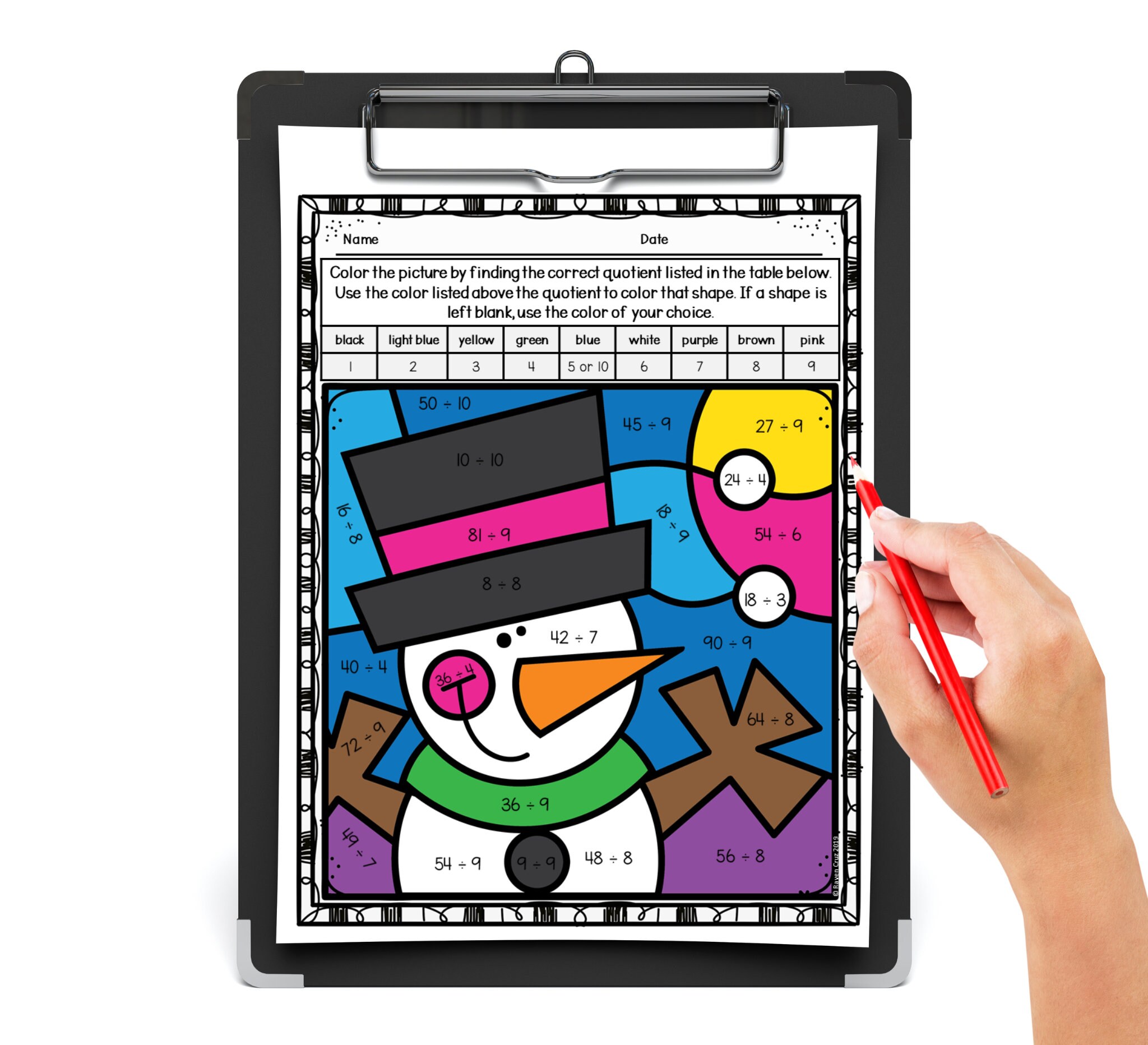 Division Color by Number Worksheets for Winter in 3rd Grade and 4th ...