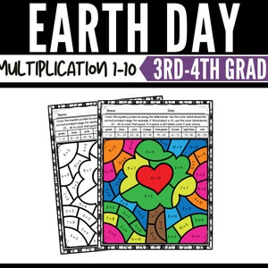 Earth Day Multiplication Color by Number Worksheets for 3rd Grade and ...