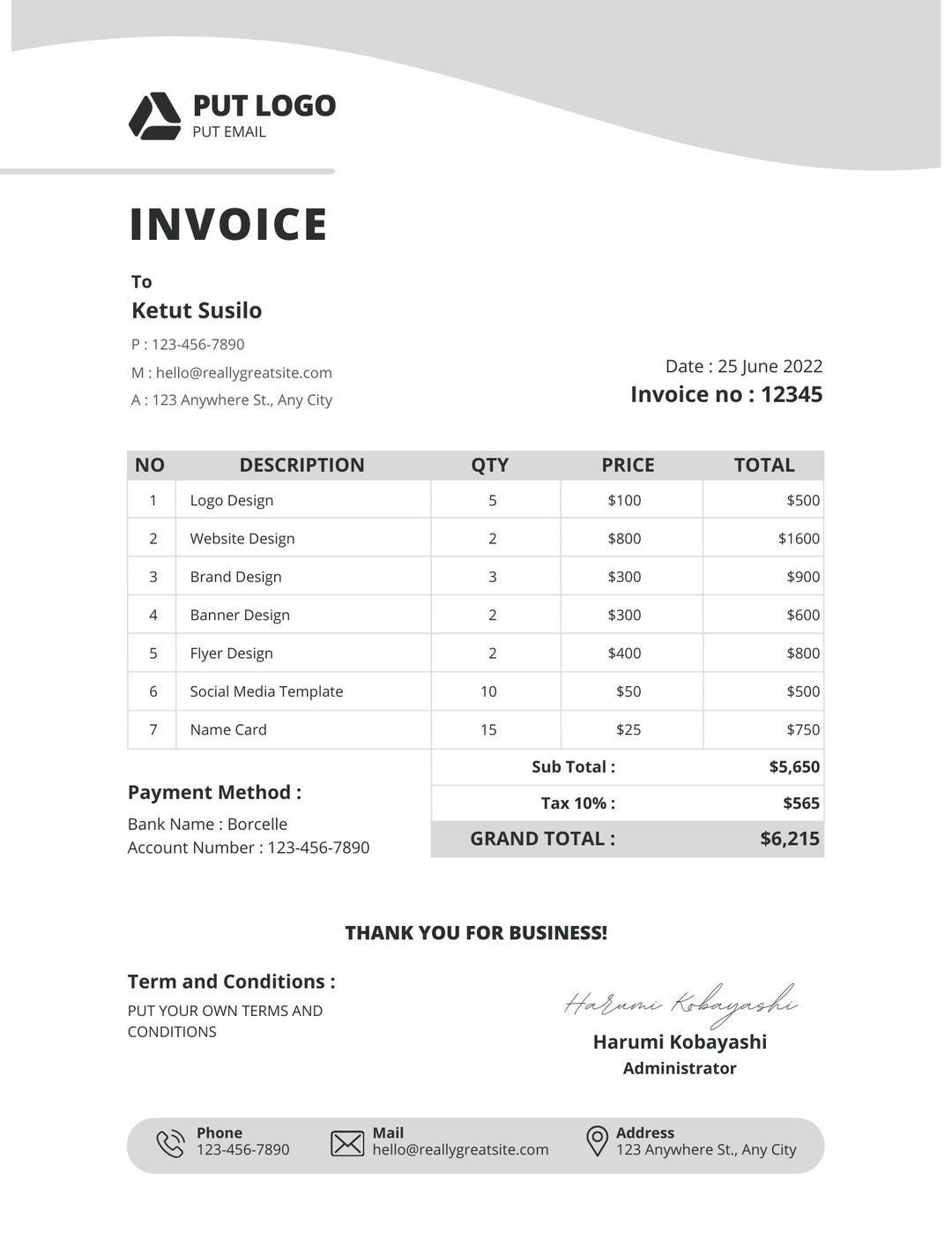 Invoice Template Pdf/google Docs/word. Business Invoice. Invoice Word ...