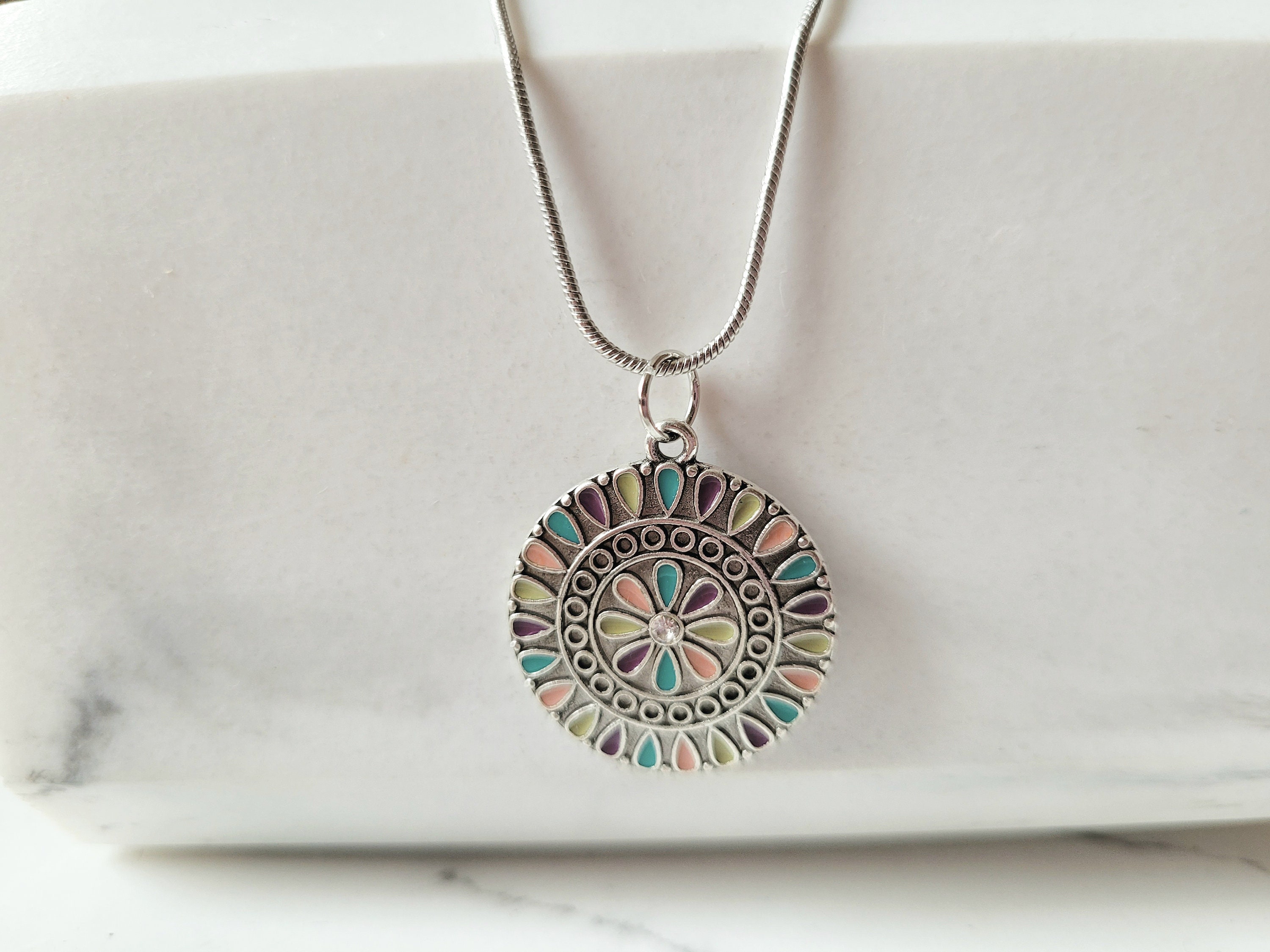 Boho Flower Necklace, Bohemian Pendant Necklace, Ethnic Necklaces for ...