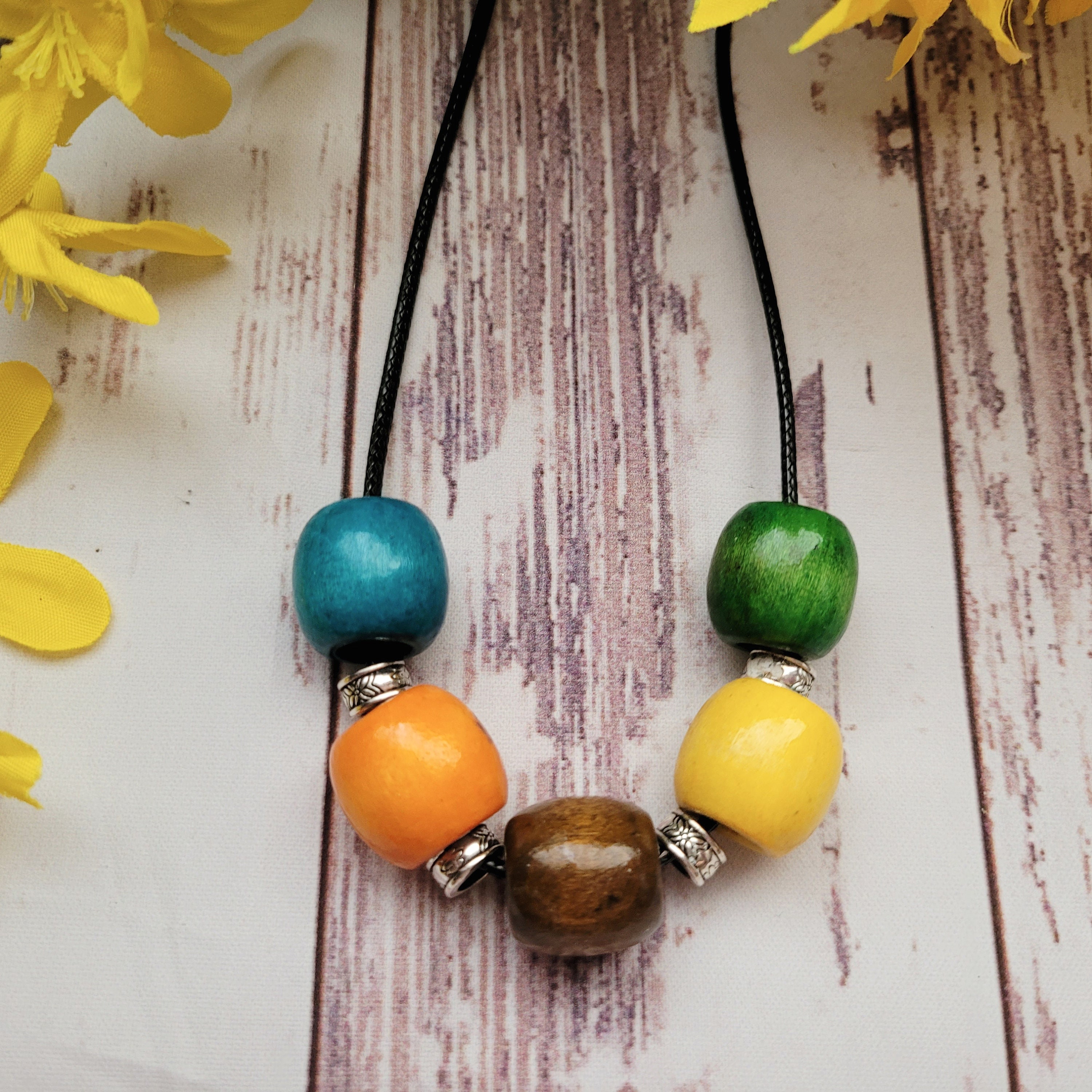 Colourful Statement Necklace Funky, Chunky Wooden Bead Necklace Hippy ...