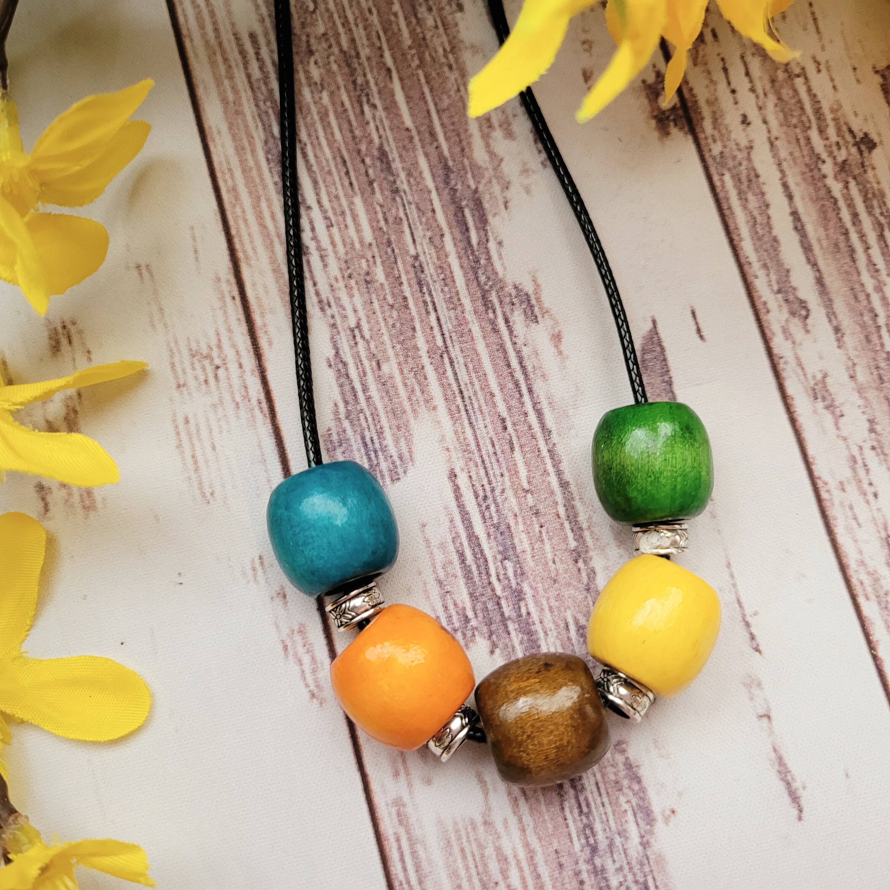 Colourful Statement Necklace Funky, Chunky Wooden Bead Necklace Hippy ...