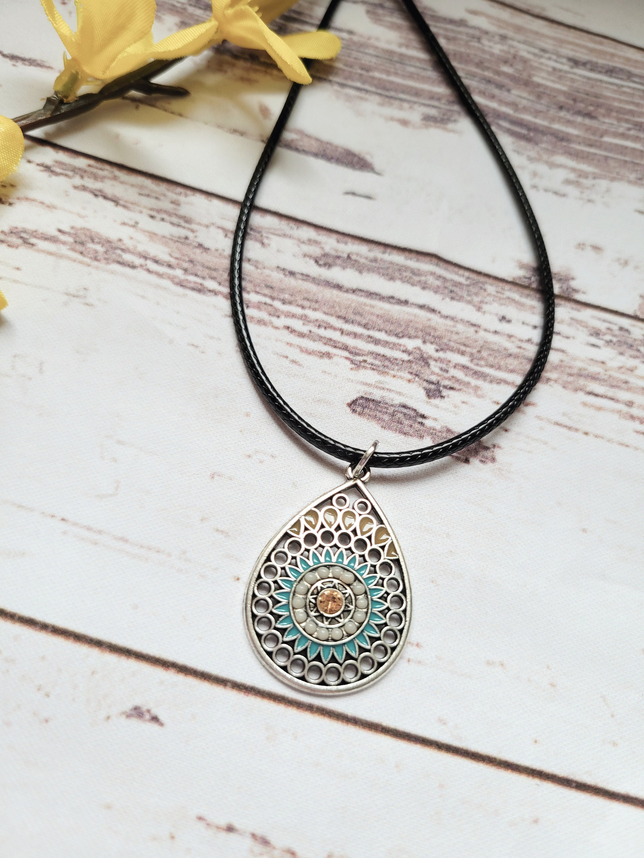 Boho Teardrop Necklace for Teenage Girl, Boho Cord Necklace for Women ...