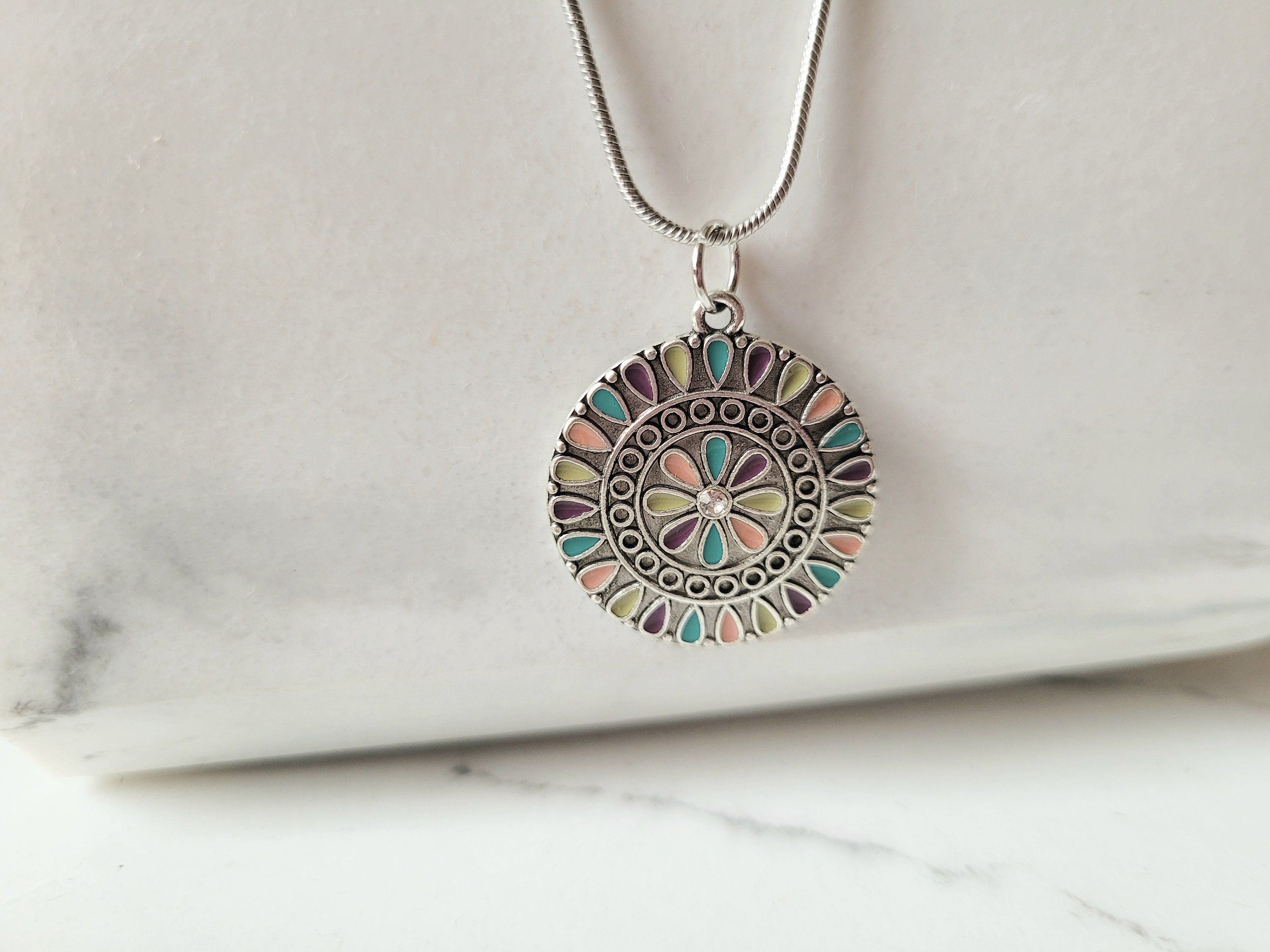 Boho Flower Necklace, Bohemian Pendant Necklace, Ethnic Necklaces for ...