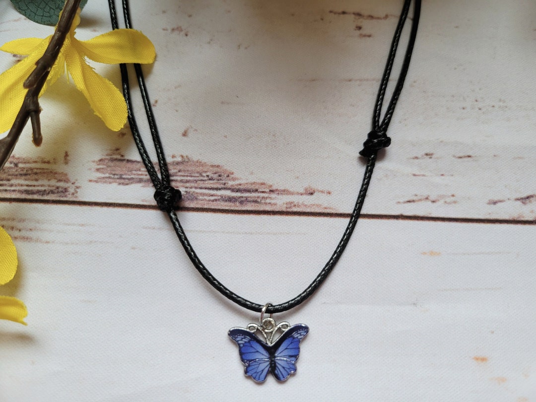 Blue Butterfly Necklace Choker, Butterfly Gifts for Women, Adjustable ...