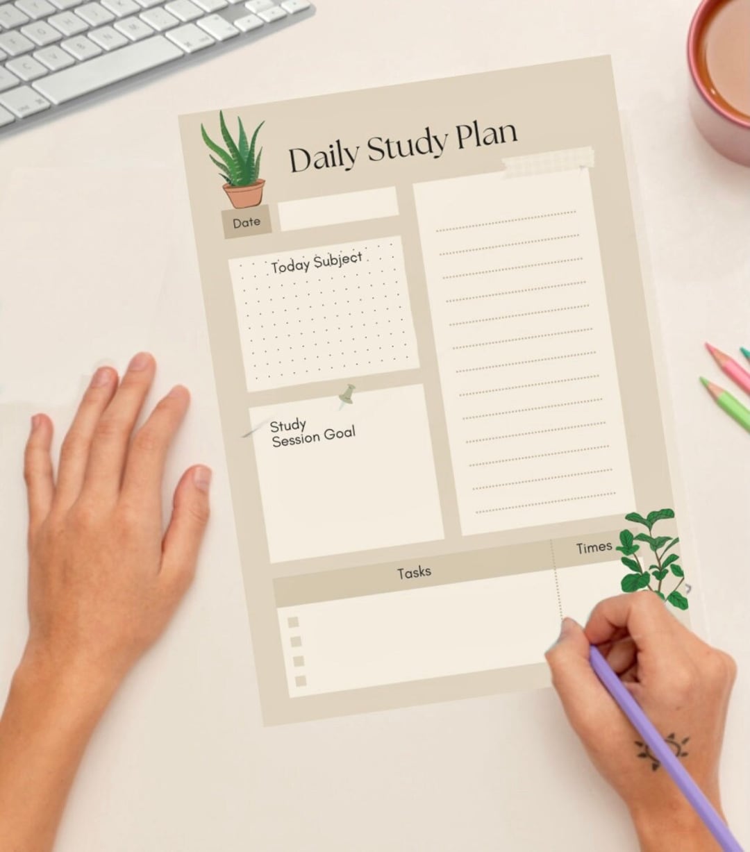 Daily Study Plan Cute Style Digital Download - Etsy