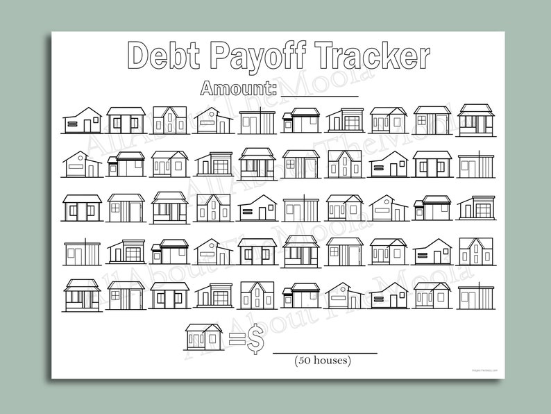Debt Payoff Tracker: Coloring Houses Printable (PDF Download) - Etsy