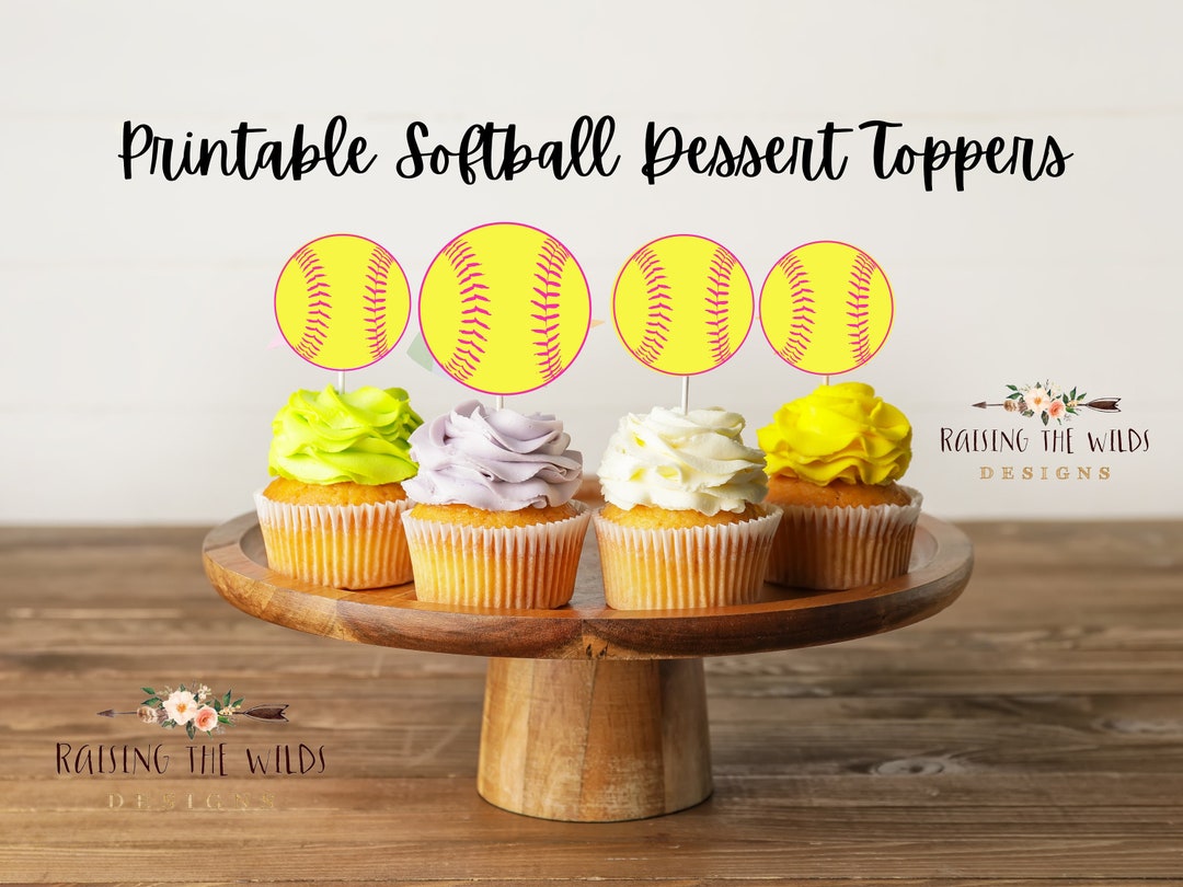 Softball Toppers, Digital Cupcake Toppers, Dessert Toppers, End of ...