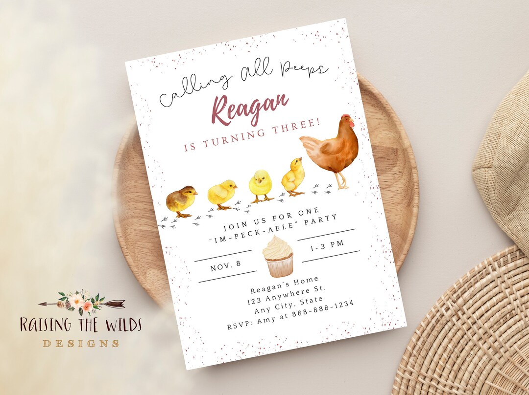 Chicken Invitation, Digital Invite | Girls Birthday Invitation, Cluck ...