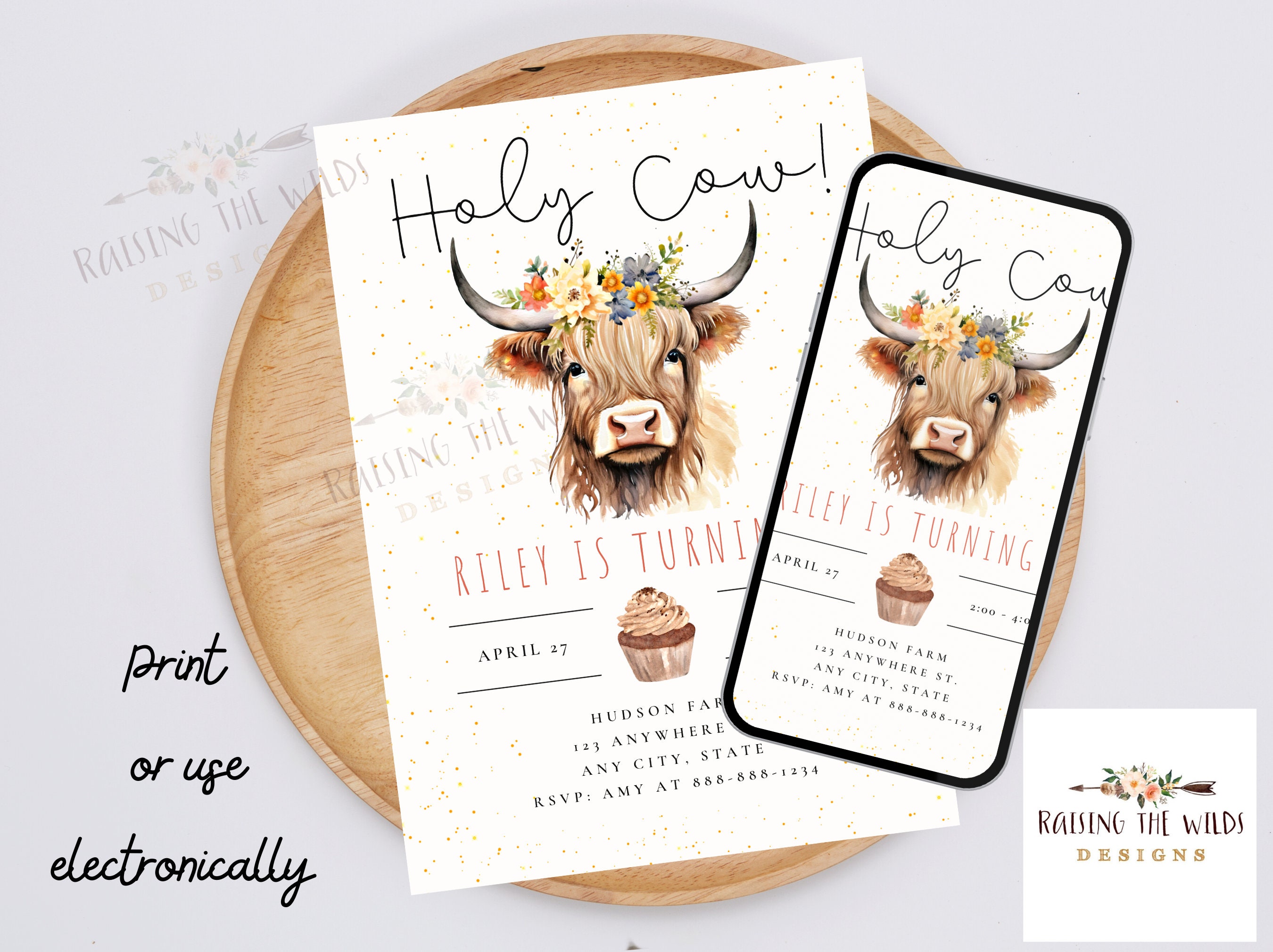 Highland Cow Invitation Digital Invite Cow Birthday Party - Etsy Australia