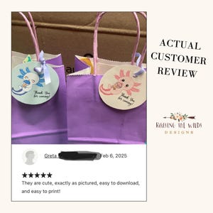 Axolotl Thank You Tags, Instant Download, Favor Gift Tags, Birthday ...