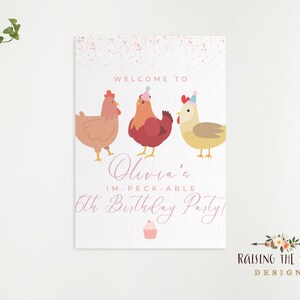 Chicken Birthday Poster – Personalized Farm Animal Party Decor, Digital ...