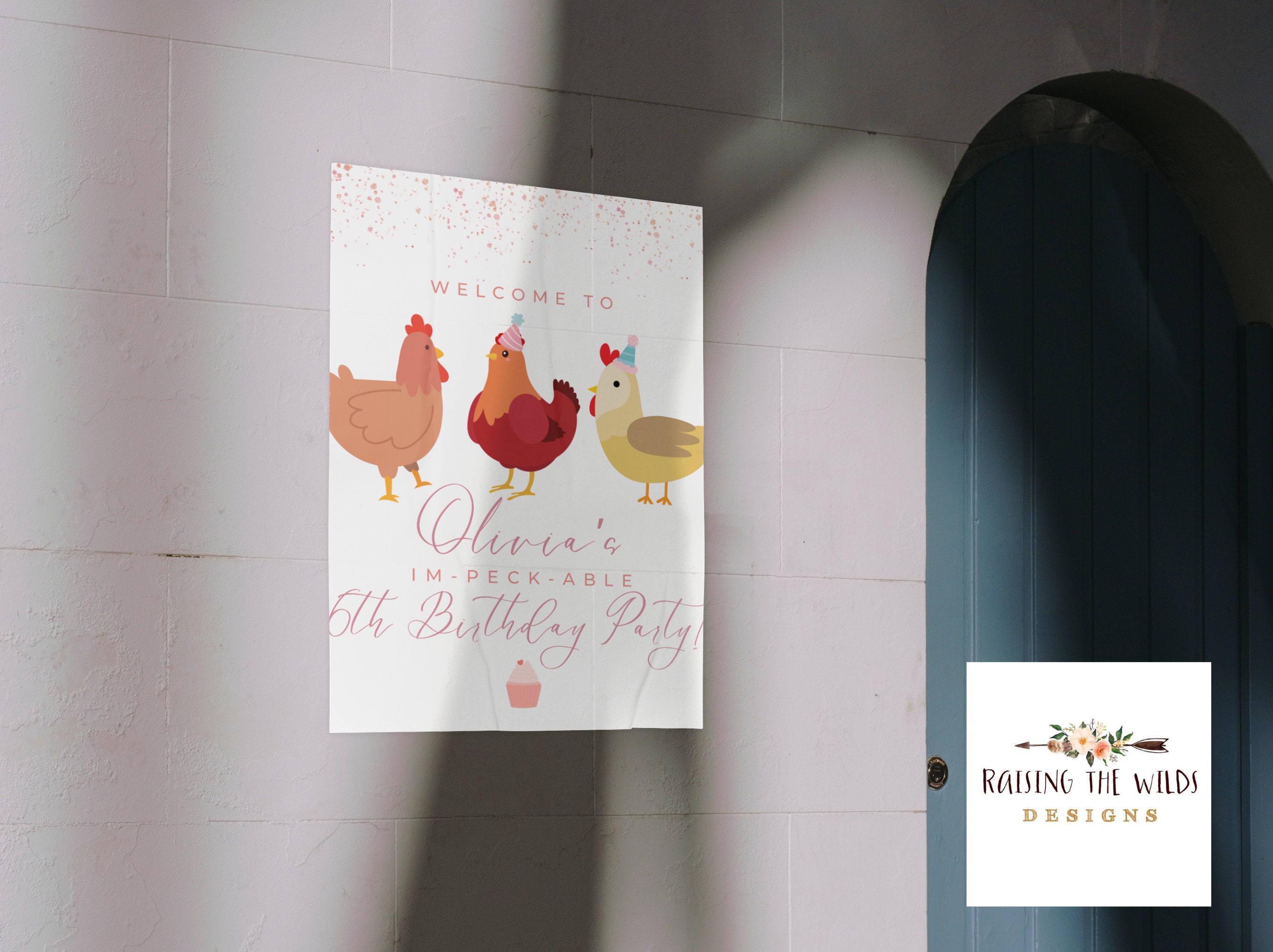 Chicken Birthday Poster – Personalized Farm Animal Party Decor, Digital ...