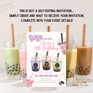 Boba Invitation, BOBA Digital Invite, Boba Bubble Tea Birthday Party ...