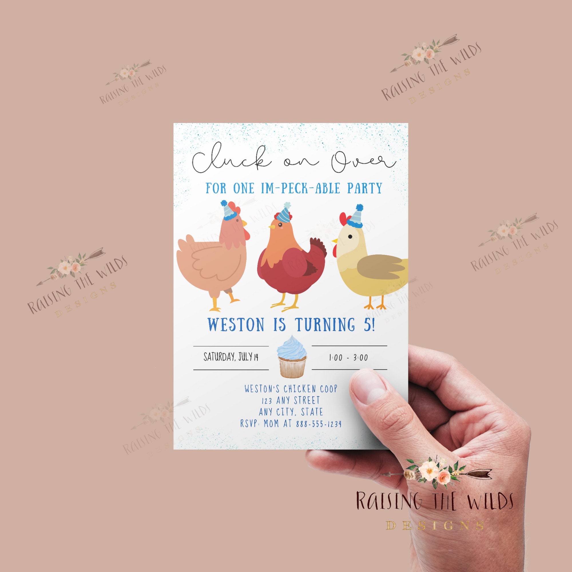 Chicken Birthday Invitation: Farm Party, Boys Design (digital Invite ...