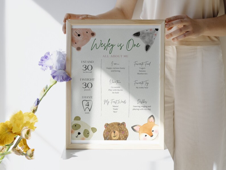 Birthday Milestone Chart Printable Milestone Poster Woodland - Etsy